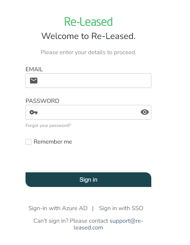 Logging into Re-Leased – Re-Leased Help