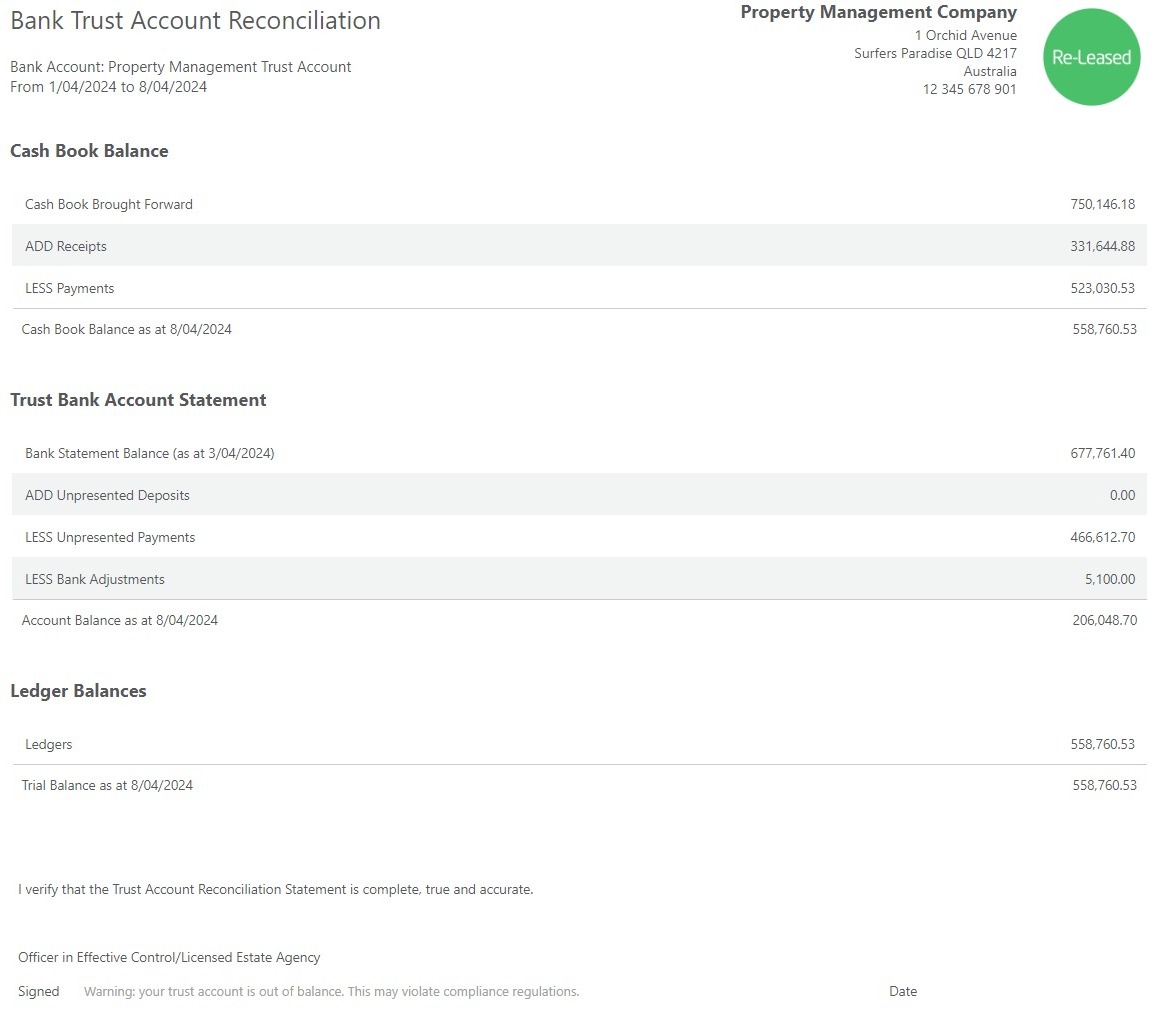Bank Client/Trust Account Reconciliation Report – Re-Leased Help